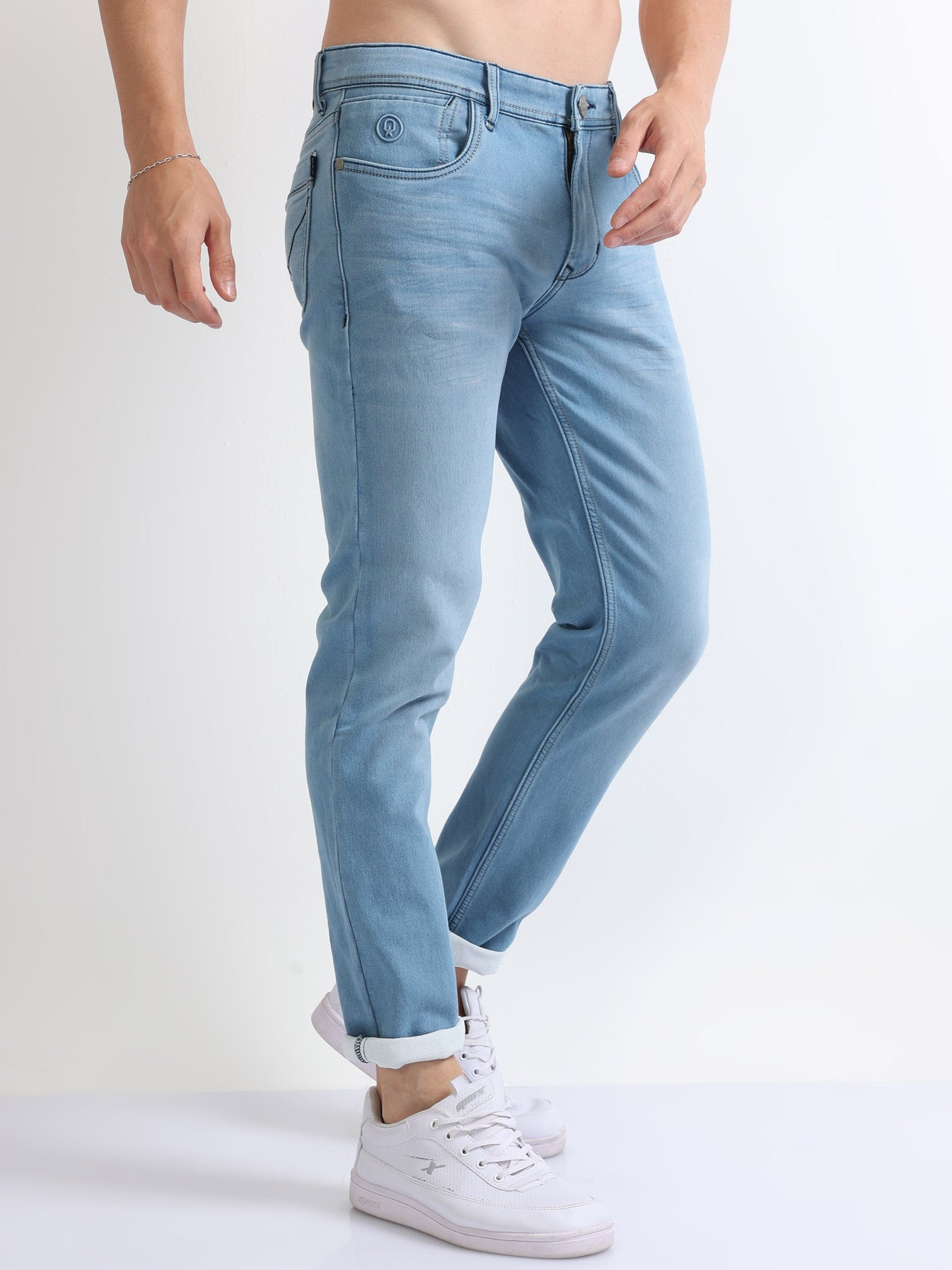 Buy Light Wash Washed Double Shade Men's Denim Jeans