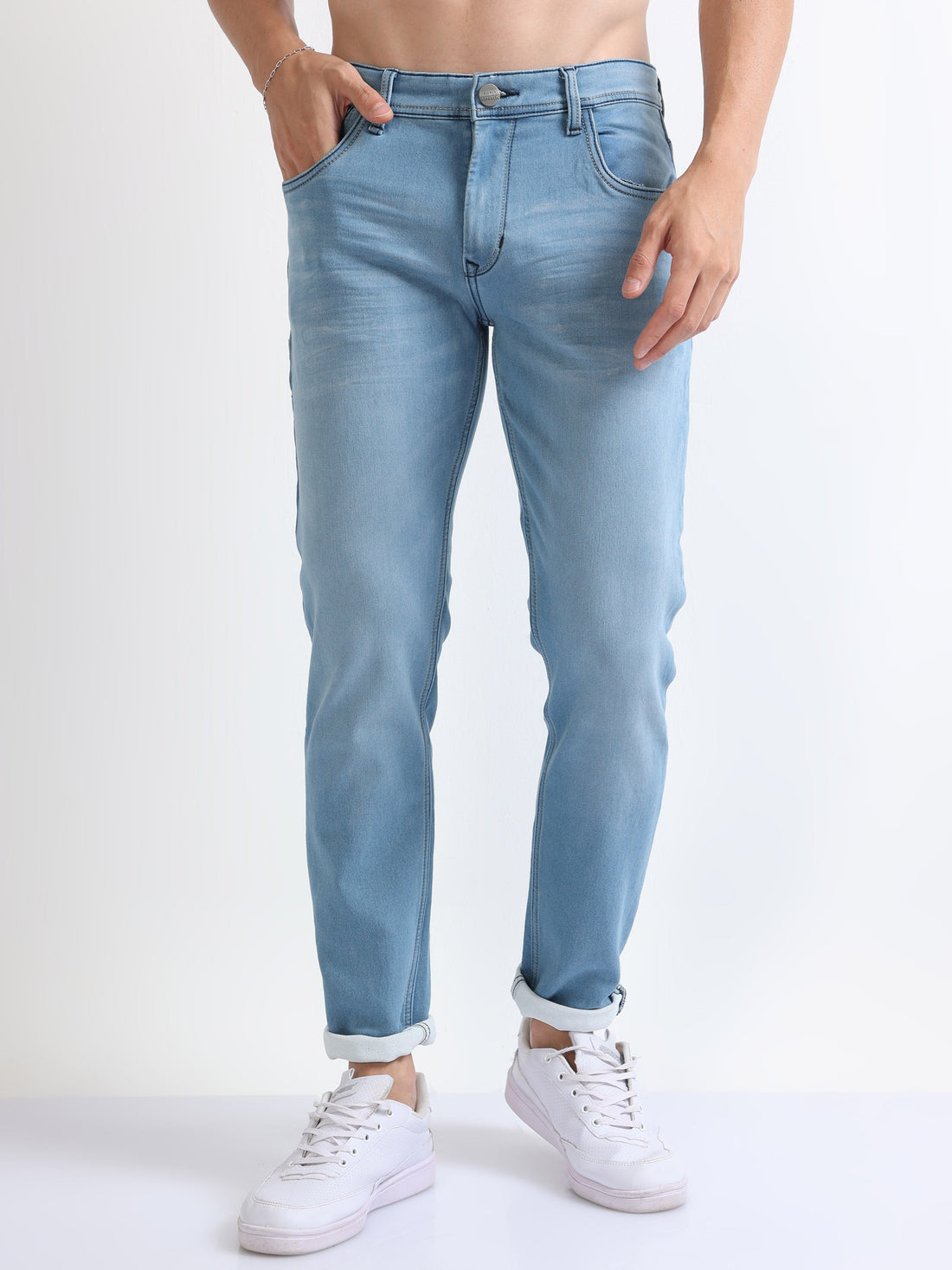 Buy Light Wash Washed Double Shade Men's Denim Jeans